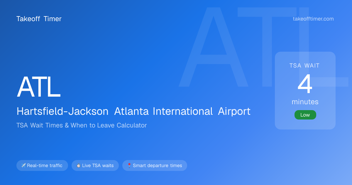 ATL TSA Wait Times | Hartsfield-Jackson - When to Leave Calculator