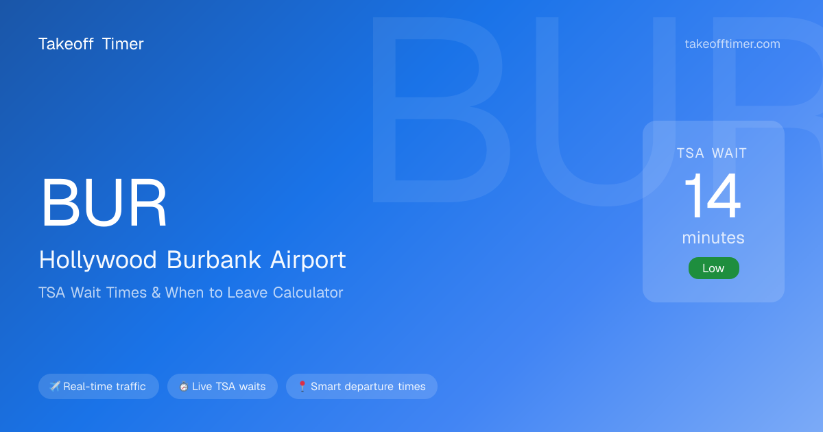 BUR TSA Wait Times | Burbank - When to Leave Calculator