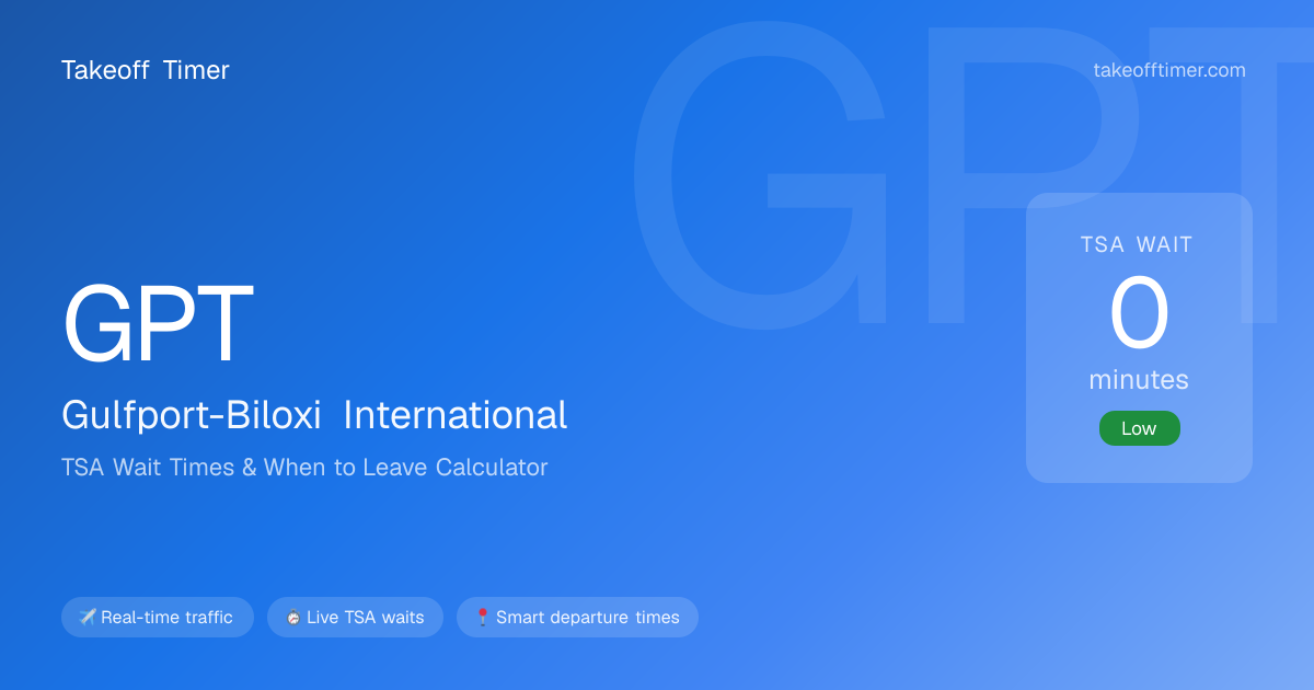 GPT TSA Wait Times | Gulfport-Biloxi - When to Leave Calculator